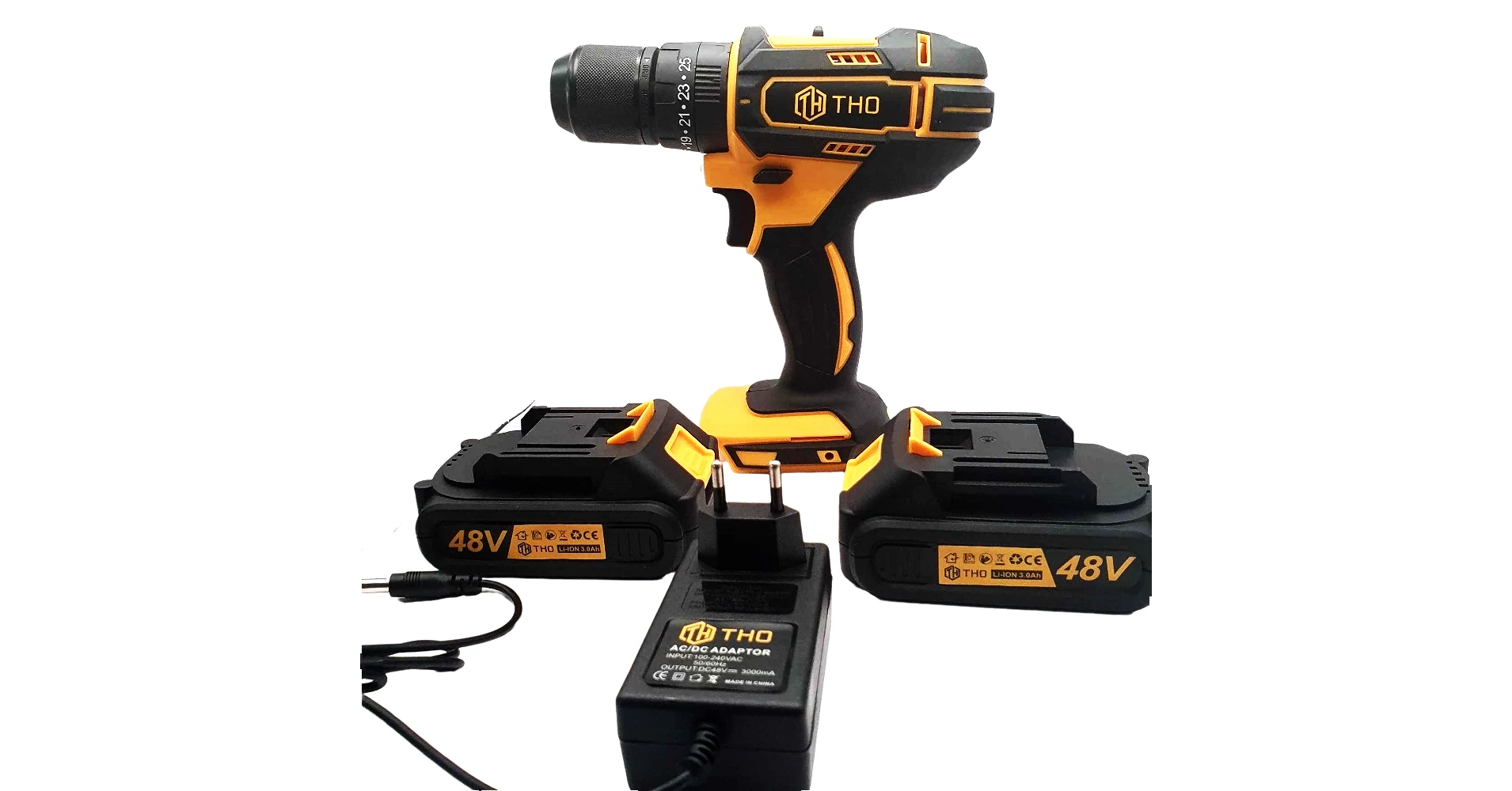 THO 48V Ütve fúró csavarbehajtó 28 részes kiegészítő készlettel és 2 db ...